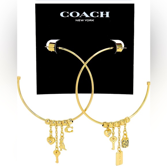 Coach | Jewelry | Coach Womens Iconic Charm Hoop Earrings | Poshmark